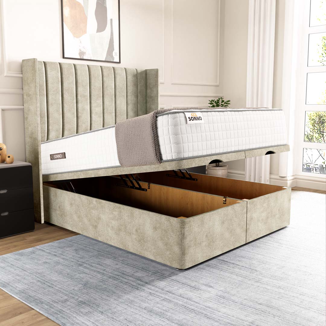 Sofia Ottoman Divan Bed - Almond Coniston – Sonno