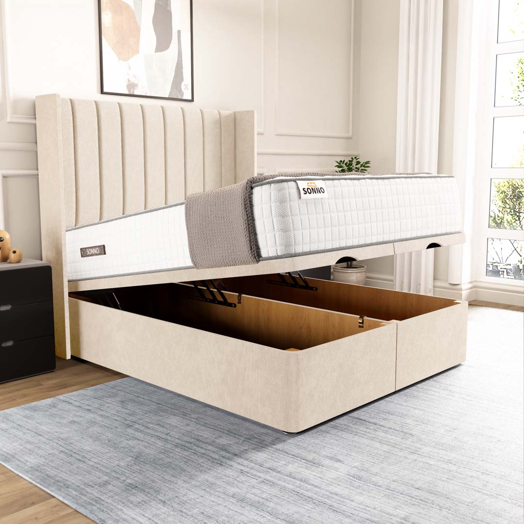 Sofia Ottoman Divan Bed - Cream Naples – Sonno