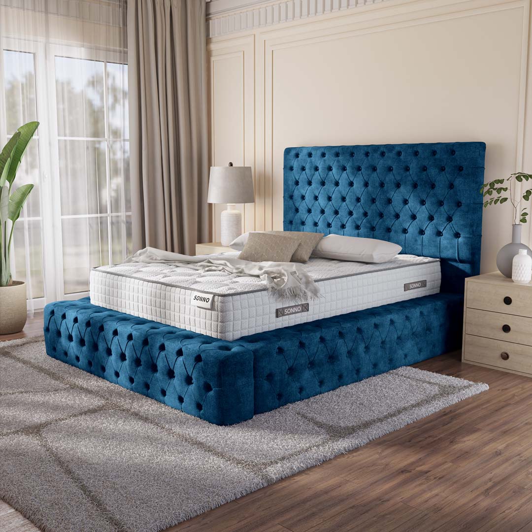 Ambassador Upholstered Bed - Blue Coniston – Sonno