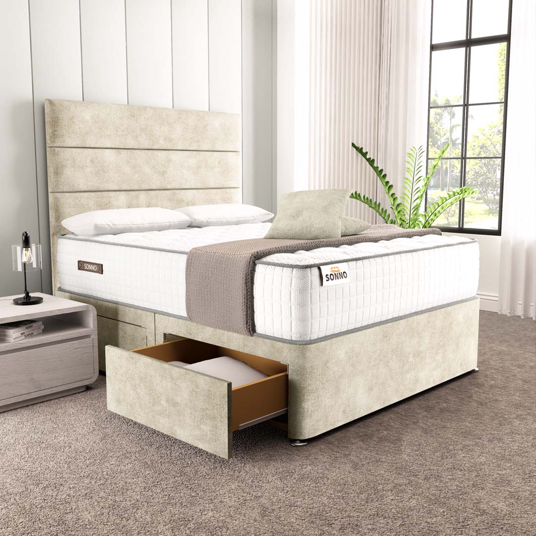 Athens Divan Bed - Almond Coniston – Sonno