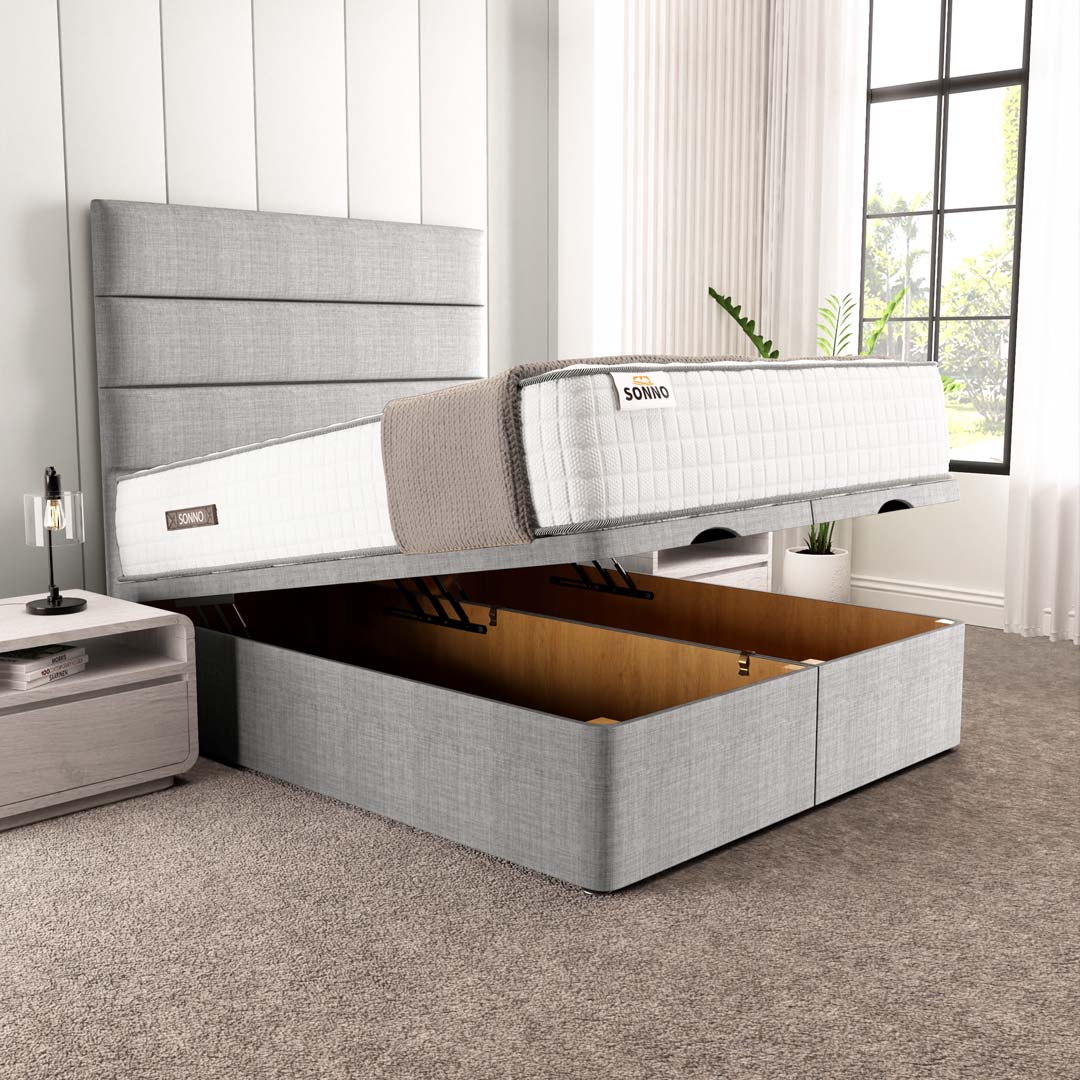 Athens Ottoman Divan Bed - Silver Linoso – Sonno