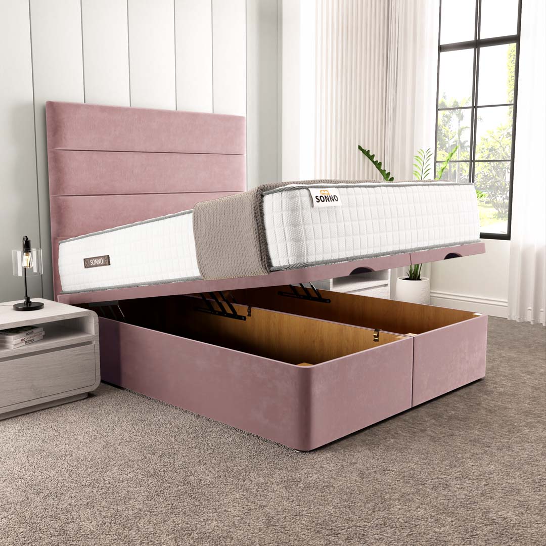Athens Ottoman Divan Bed - Pink Plush Velvet – Sonno