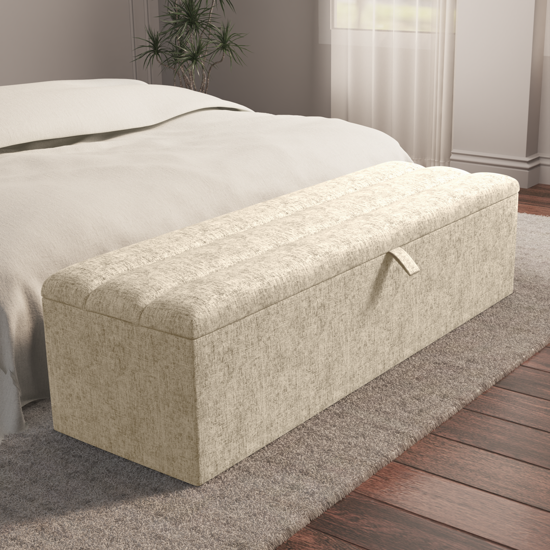 Athens Ottoman Storage Box - Cream Chenille – Sonno