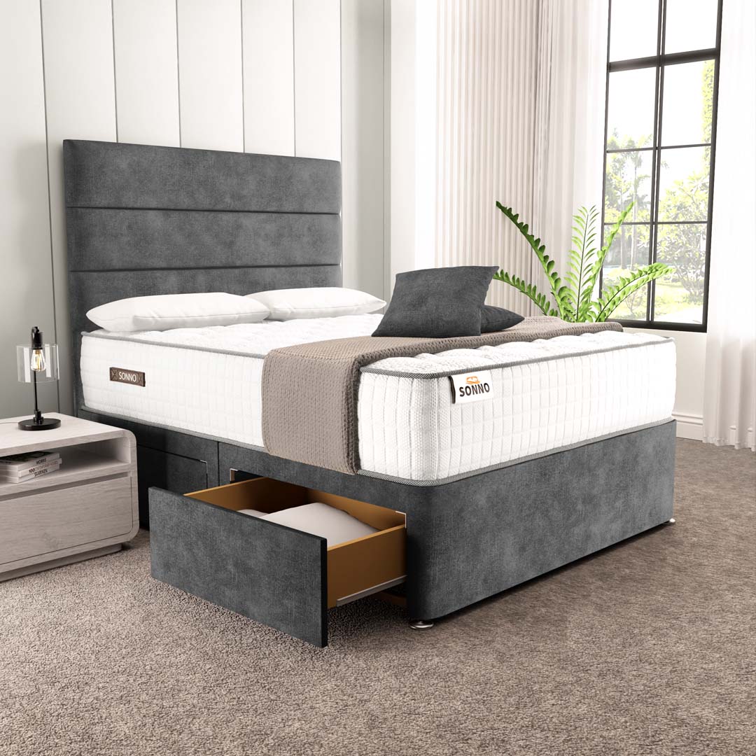 Athens Divan Bed - Charcoal Coniston – Sonno