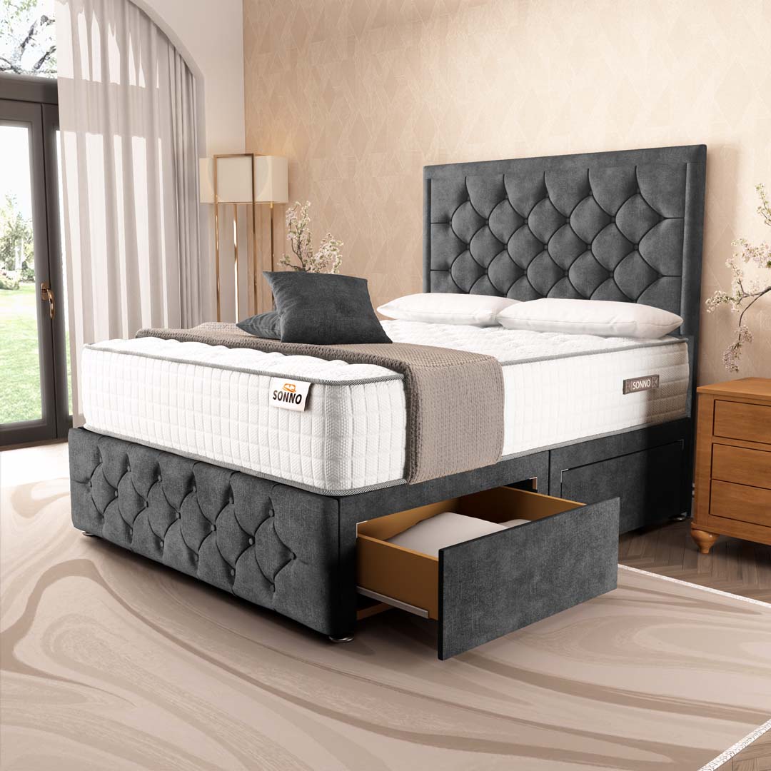 Barcelona Divan Bed - Charcoal Coniston – Sonno