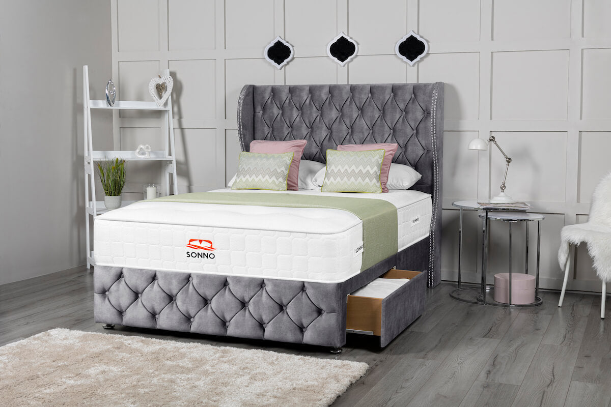Monaco Wingback Divan Bed - Armour Coniston – Sonno