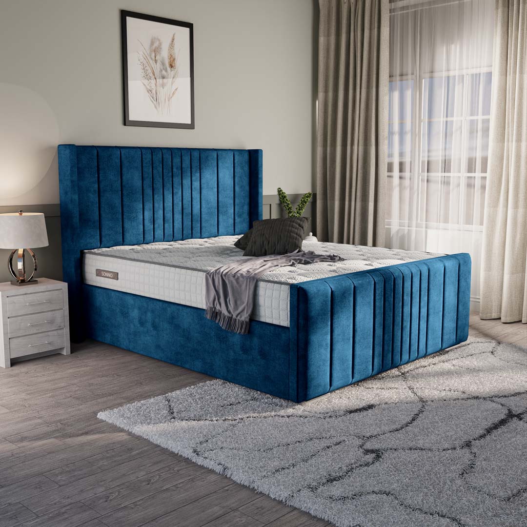 Cambridge Upholstered Bed - Blue Coniston – Sonno