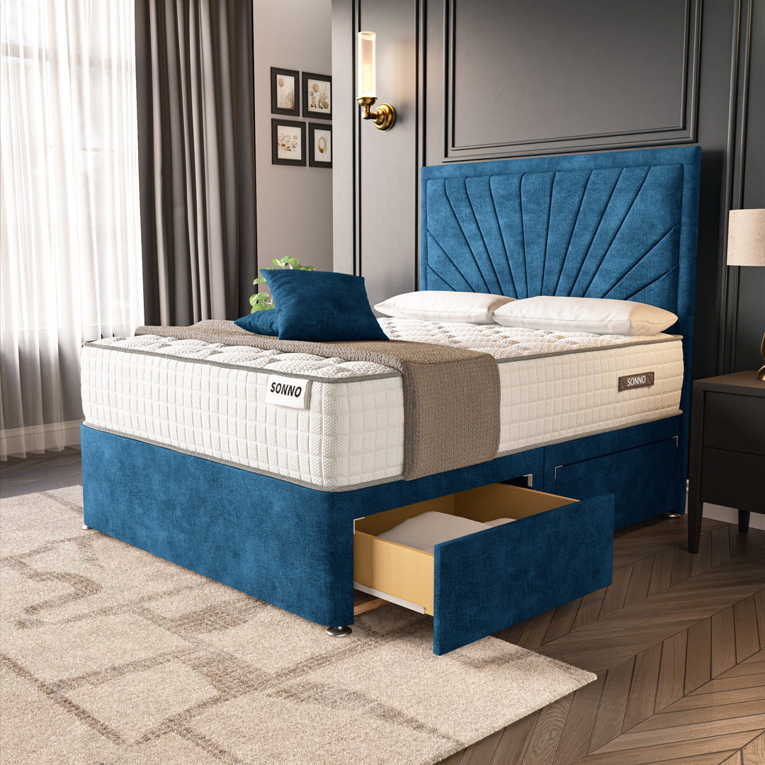 Casablanca Divan Bed - Blue Coniston – Sonno