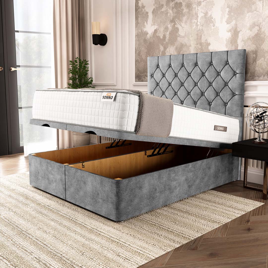 Seville Chesterfield Ottoman Divan Bed - Armour Coniston – Sonno