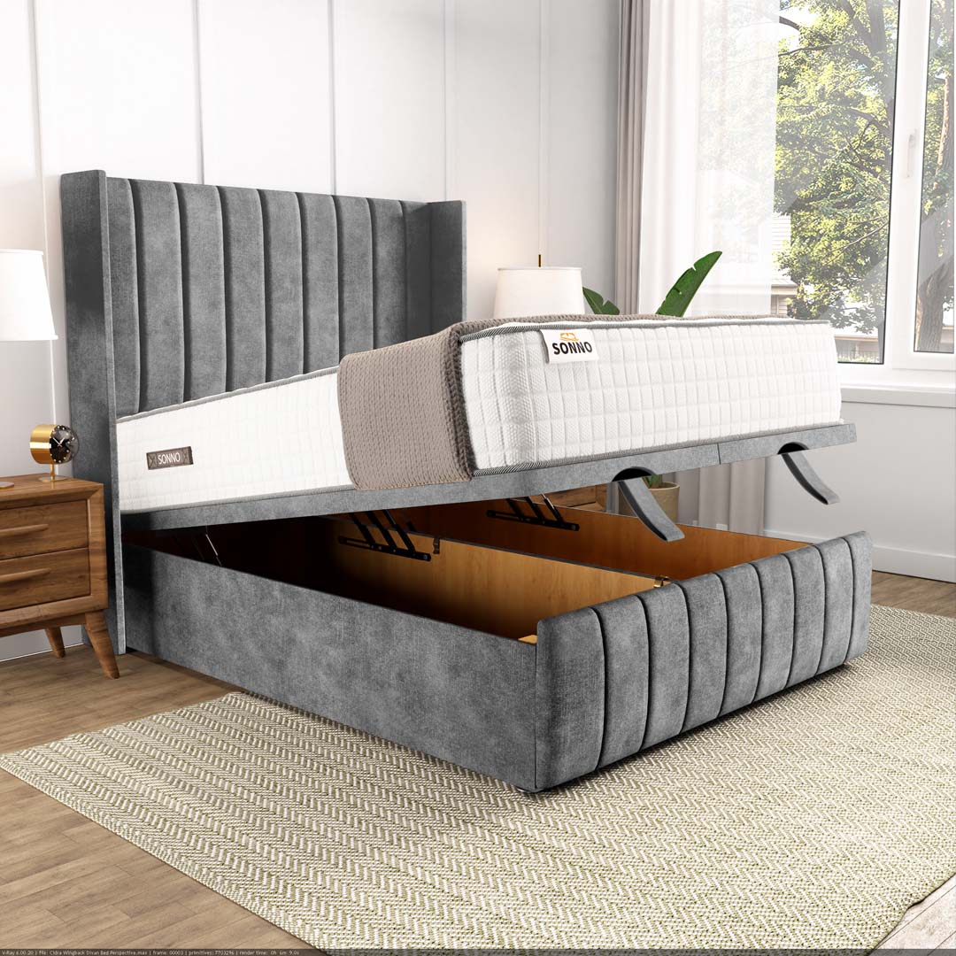 Cidra Wingback Ottoman Divan Bed - Armour Coniston – Sonno