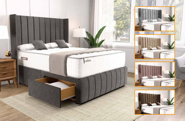 Cidra Wingback Divan Bed - Almond Coniston – Sonno