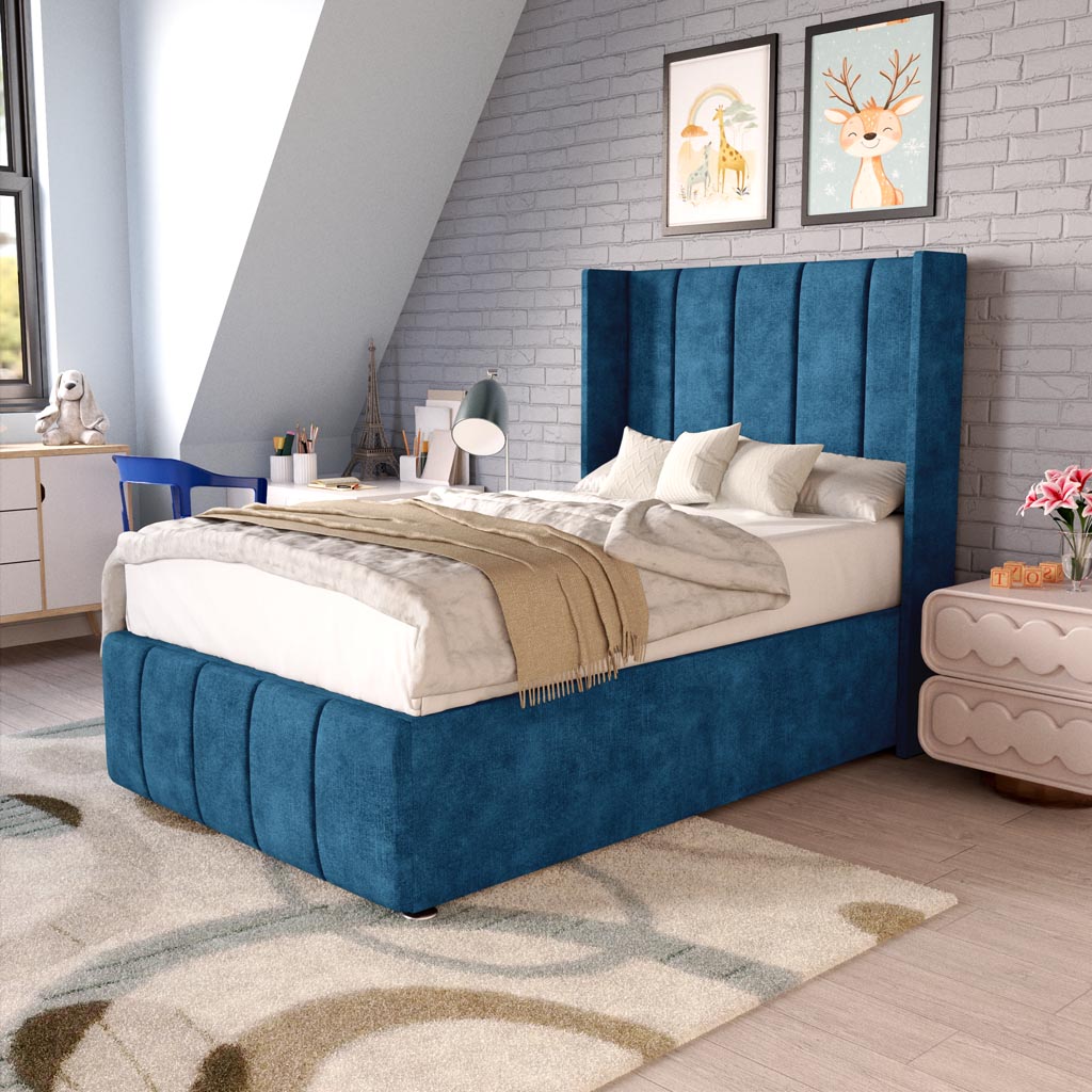 Cidra Kids Wingback Divan Bed - Blue Coniston – Sonno