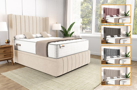 Cidra Wingback Ottoman Divan Bed - Mink Plush Velvet – Sonno