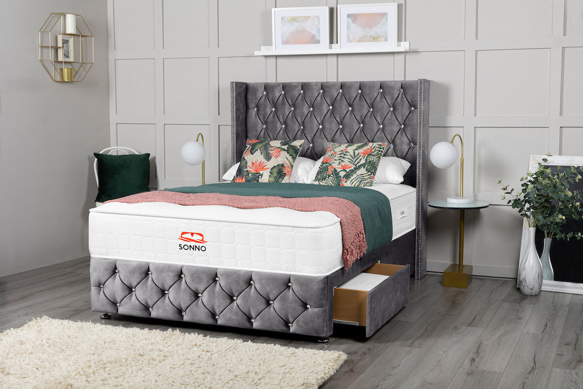 Luxor Wingback Divan Bed - Armour Coniston – Sonno
