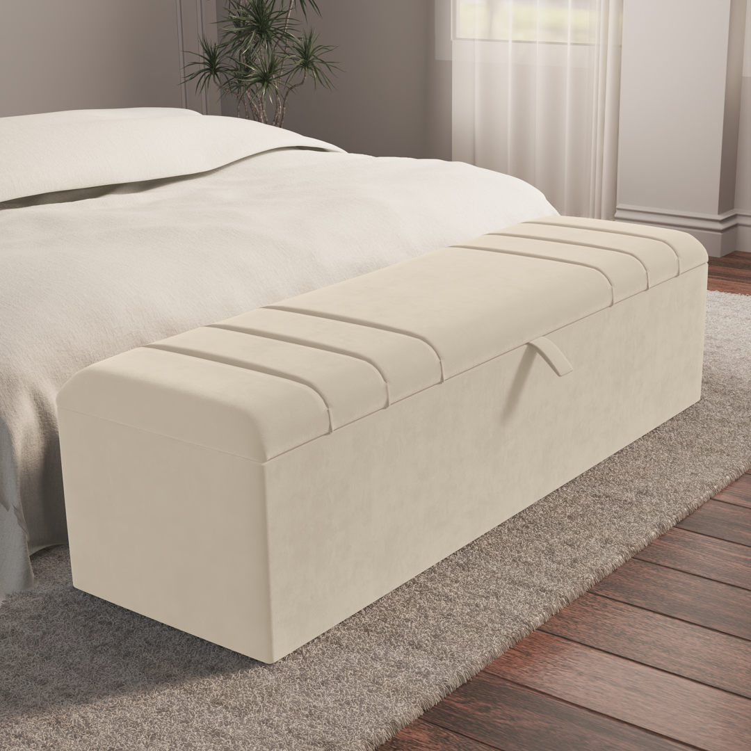 Dallas Ottoman Storage Box - Cream Plush Velvet – Sonno