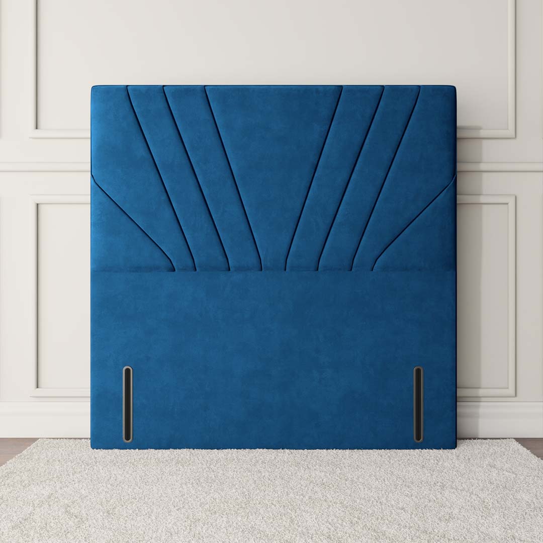 Fiji Sunrise Floor Standing Headboard - Blue Plush Velvet – Sonno