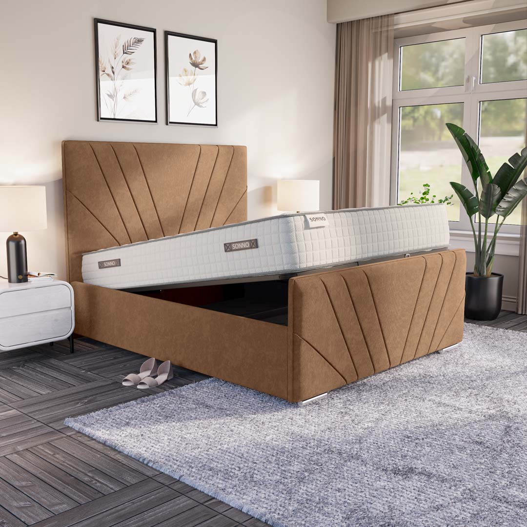 Fiji Sunrise Upholstered Ottoman Bed - Mink Naples – Sonno