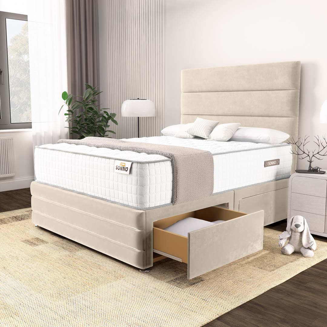 Havana Divan Bed - Cream Plush Velvet – Sonno