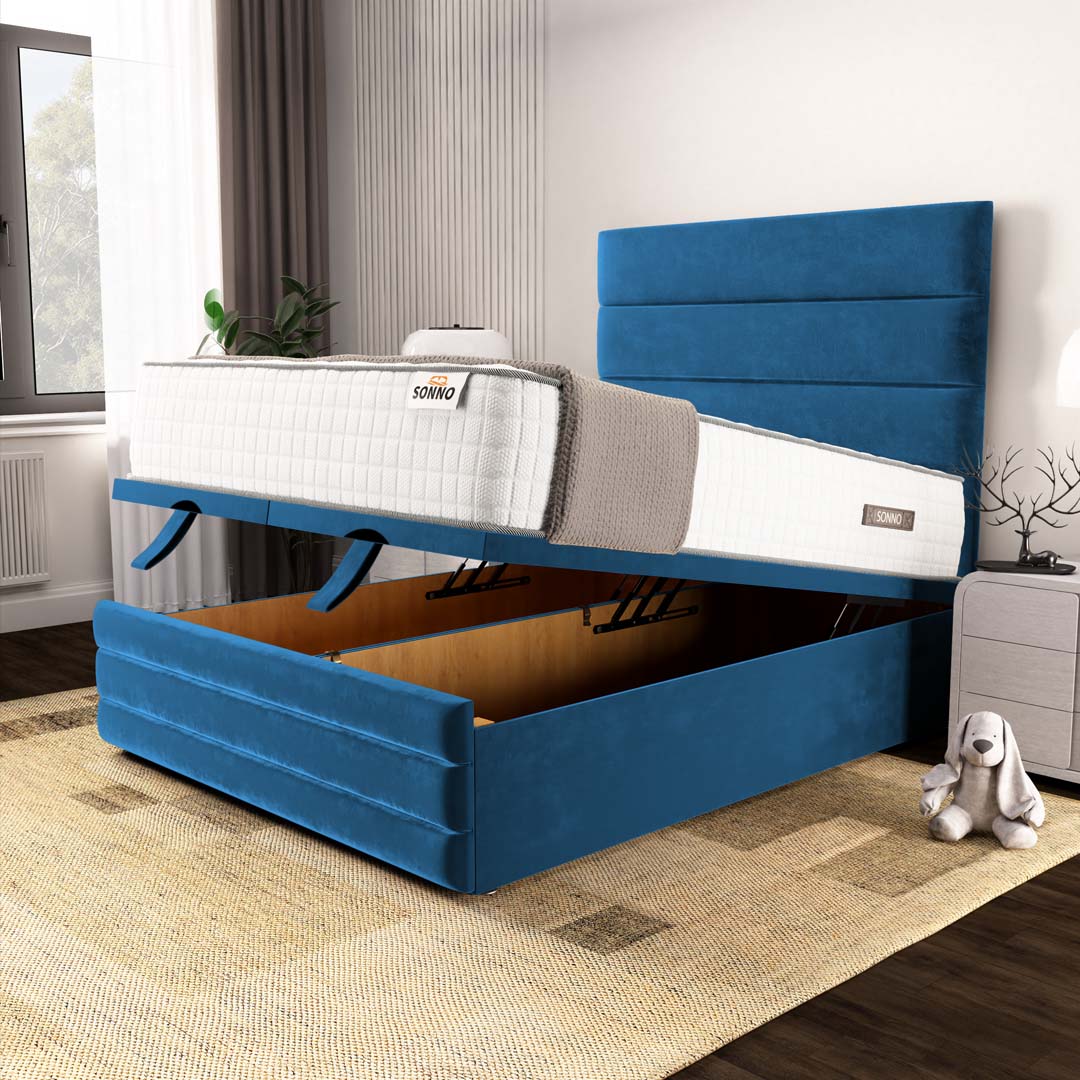 Havana Ottoman Divan Bed - Blue Plush Velvet – Sonno