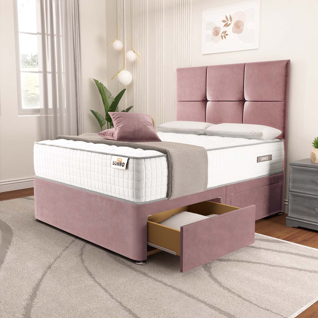 Lima Divan Bed - Pink Plush Velvet – Sonno