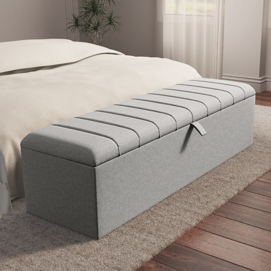 Lisbon Ottoman Storage Box - Silver Linoso – Sonno