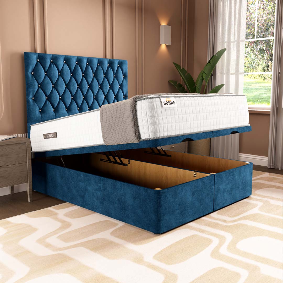 London Ottoman Divan Bed - Blue Coniston – Sonno