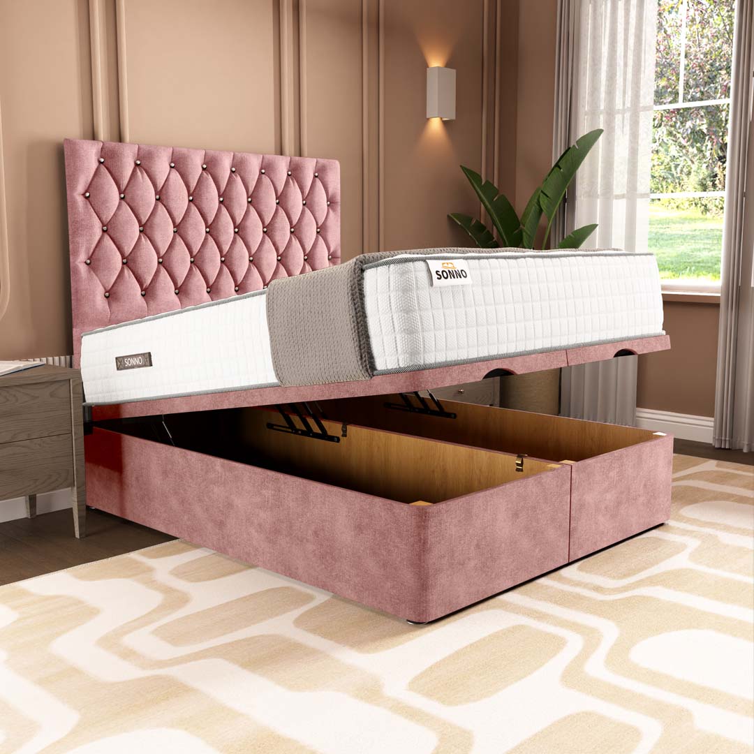 London Ottoman Divan Bed - Pink Coniston – Sonno