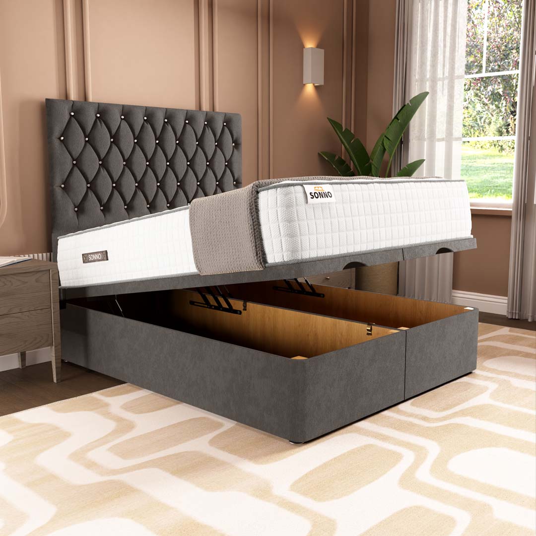 London Ottoman Divan Bed - Slate Grey Naples – Sonno