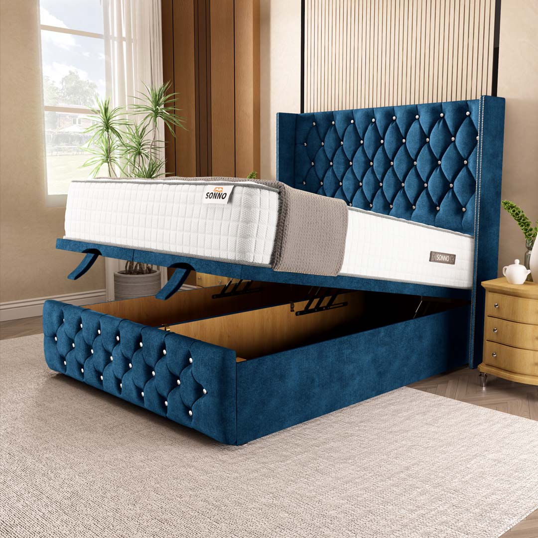 Luxor Ottoman Divan Bed - Blue Coniston – Sonno