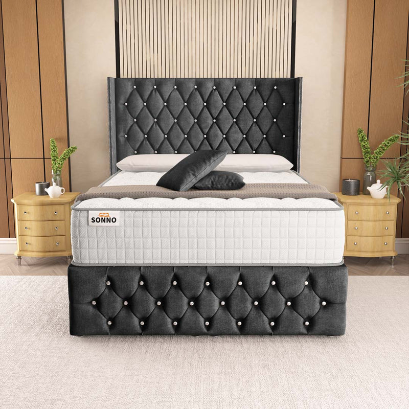 Luxor Ottoman Divan Bed - Charcoal Coniston – Sonno