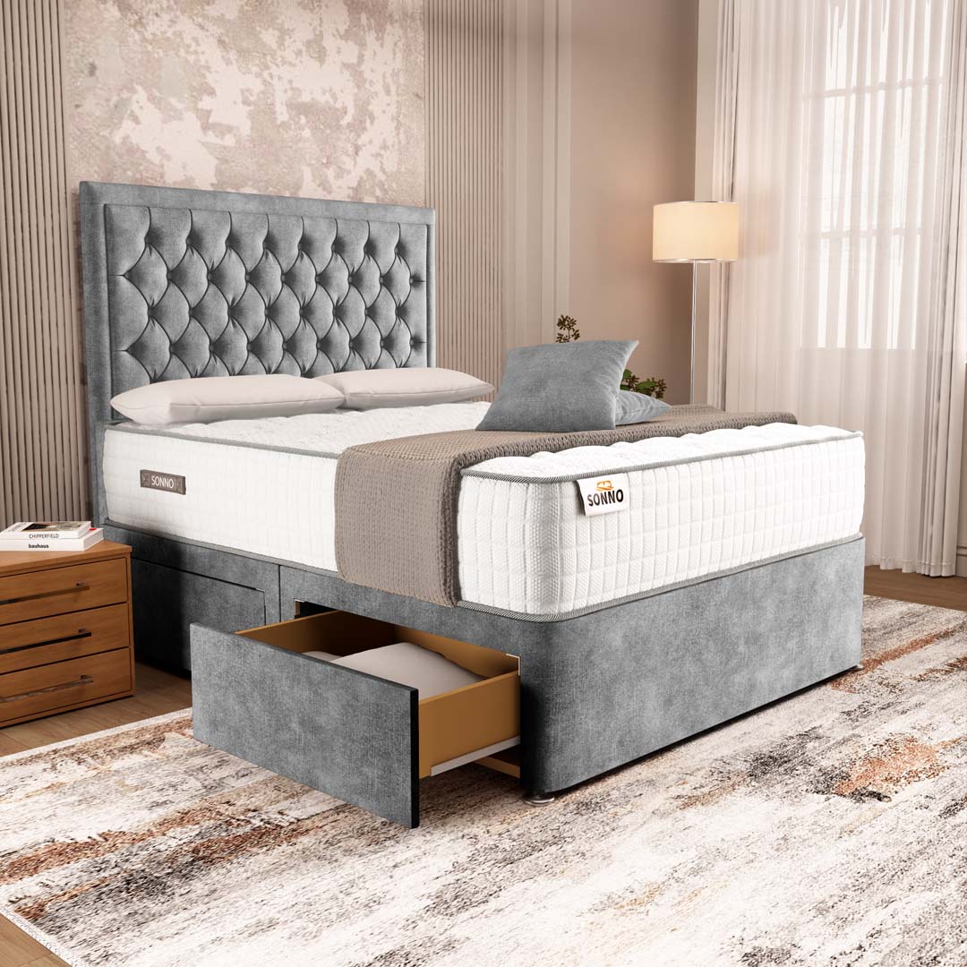 Madrid Chesterfield Divan Bed - Armour Coniston – Sonno