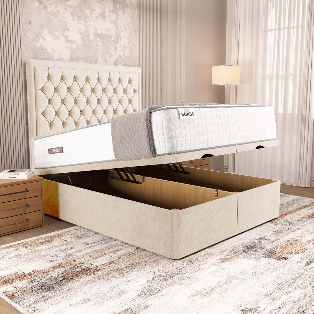Madrid Ottoman Divan Bed - Cream Naples – Sonno
