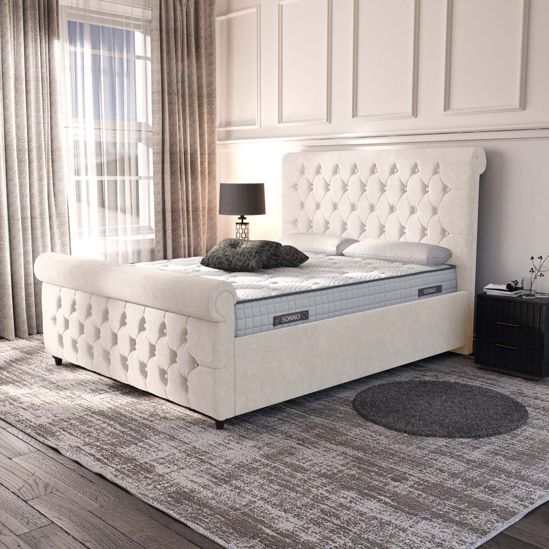 Melbourne Upholstered Bed - Cream Naples – Sonno