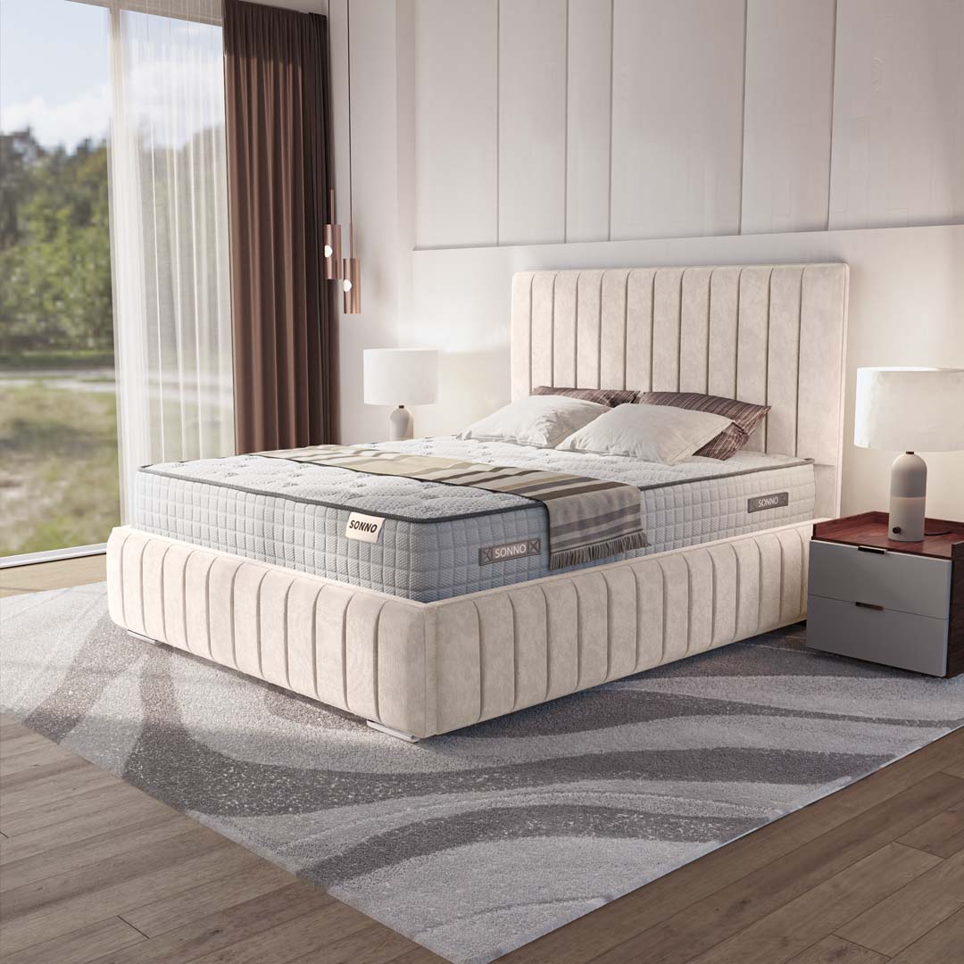 Milan Upholstered Bed - Cream Naples – Sonno