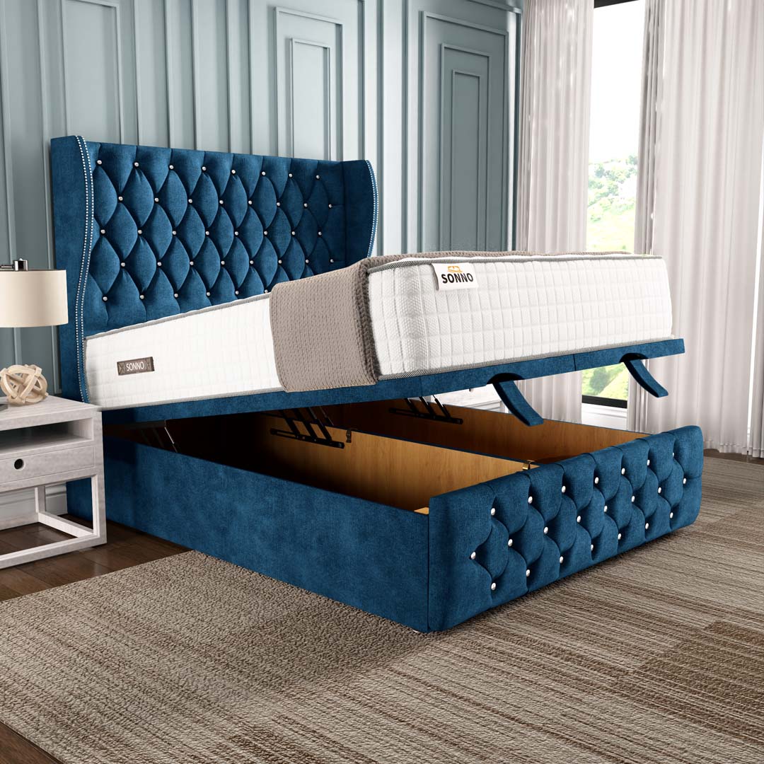 Monaco Ottoman Divan Bed - Blue Coniston – Sonno