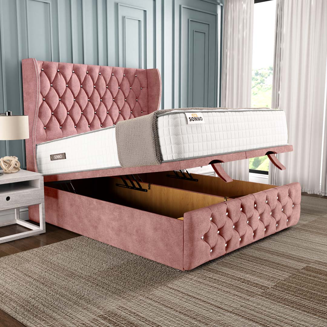 Monaco Ottoman Divan Bed - Pink Coniston – Sonno
