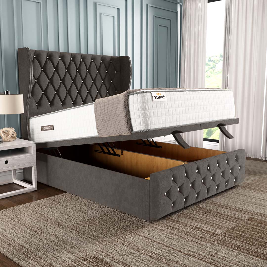 Monaco Ottoman Divan Bed - Slate Grey Naples – Sonno