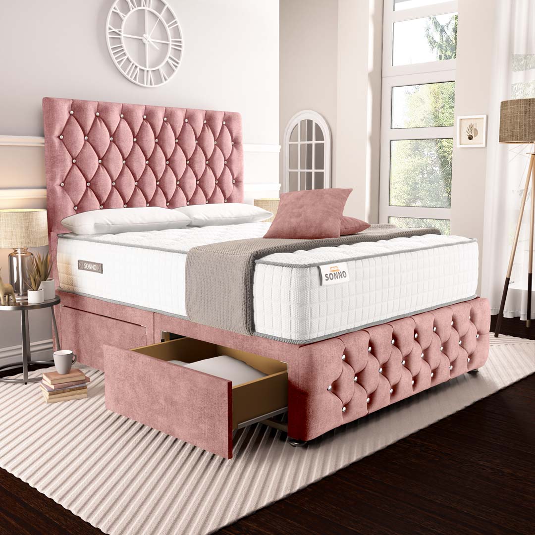 Moscow Divan Bed - Pink Coniston – Sonno