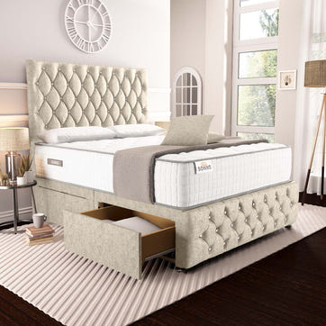 Moscow Divan Bed - Cream Chenille – Sonno