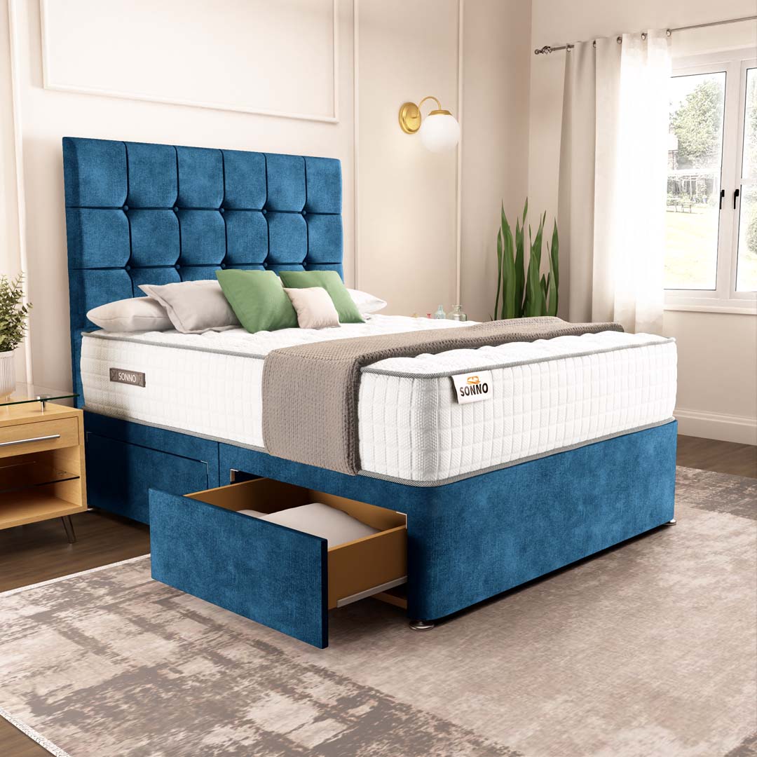 Oslo Divan Bed - Blue Coniston – Sonno