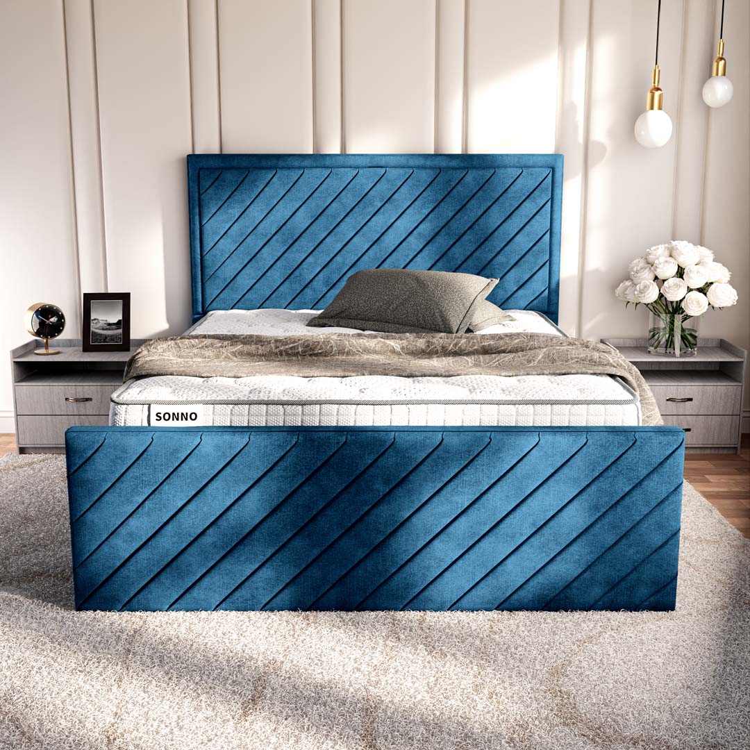 Oxford Upholstered Bed - Blue Coniston – Sonno