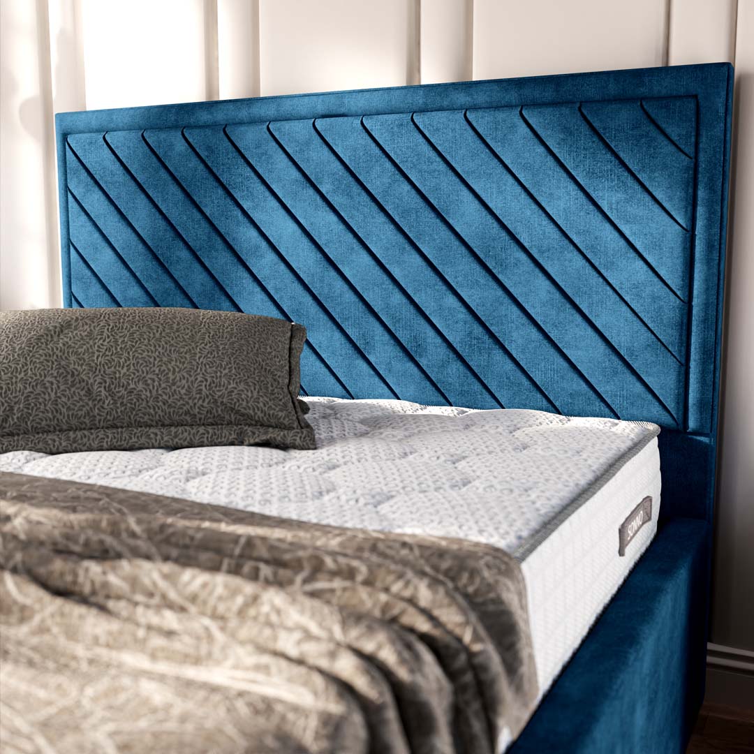 Oxford Upholstered Bed - Blue Coniston – Sonno