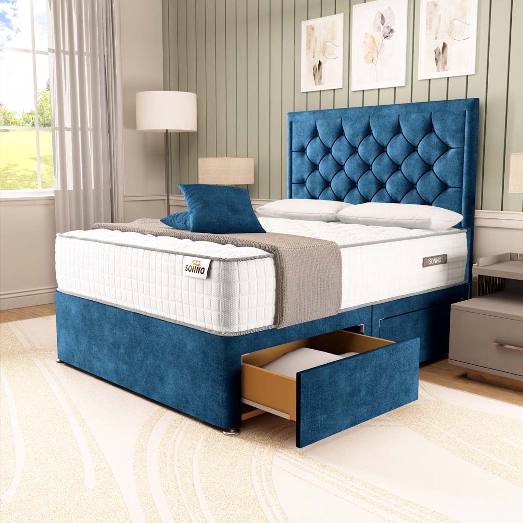 Panama Divan Bed - Blue Coniston – Sonno
