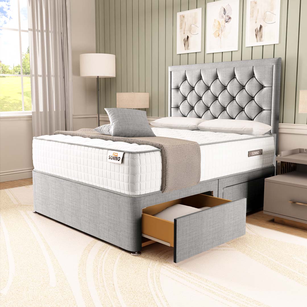 Panama Divan Bed - Silver Linoso – Sonno