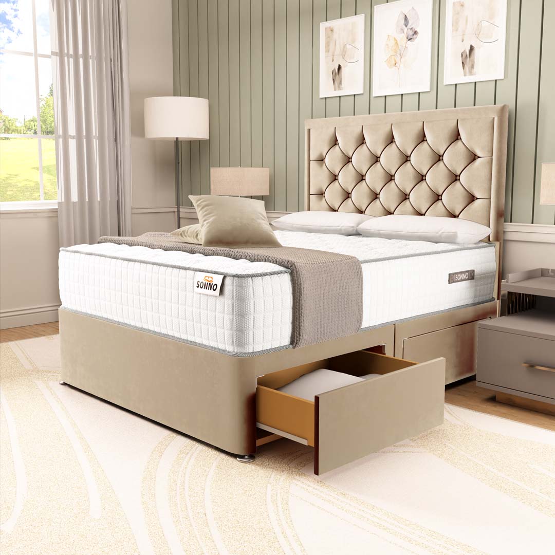 Panama Divan Bed - Mink Plush Velvet – Sonno