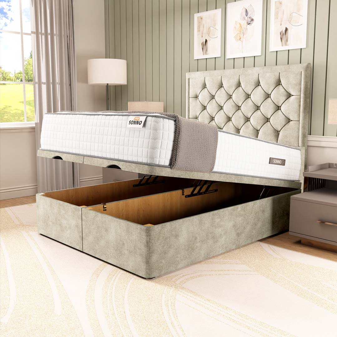 Panama Ottoman Divan Bed - Almond Coniston – Sonno
