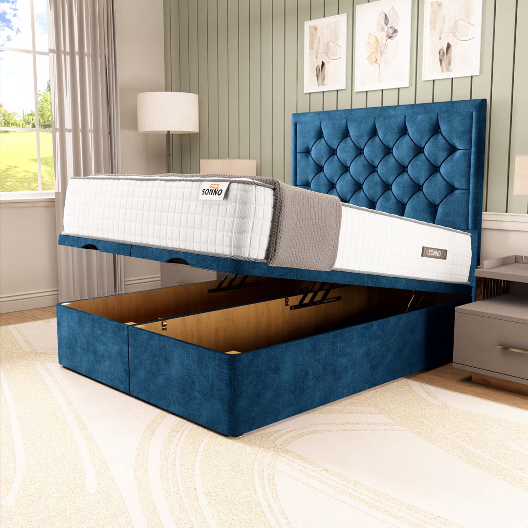 Panama Ottoman Divan Bed - Blue Coniston – Sonno