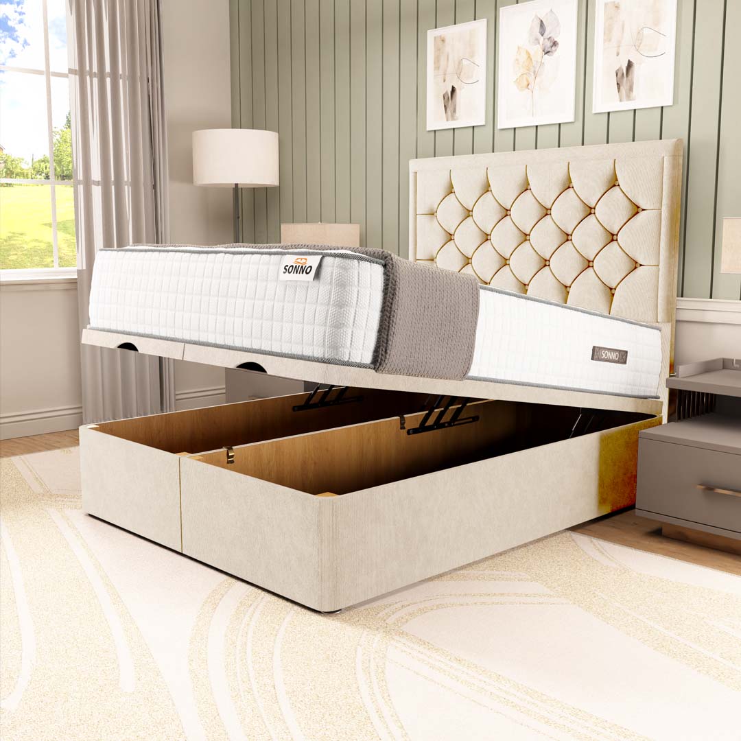 Panama Ottoman Divan Bed - Cream Naples – Sonno