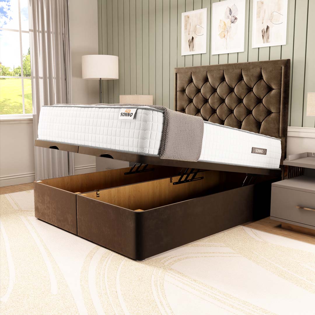 Panama Ottoman Divan Bed - Mocca Plush Velvet – Sonno