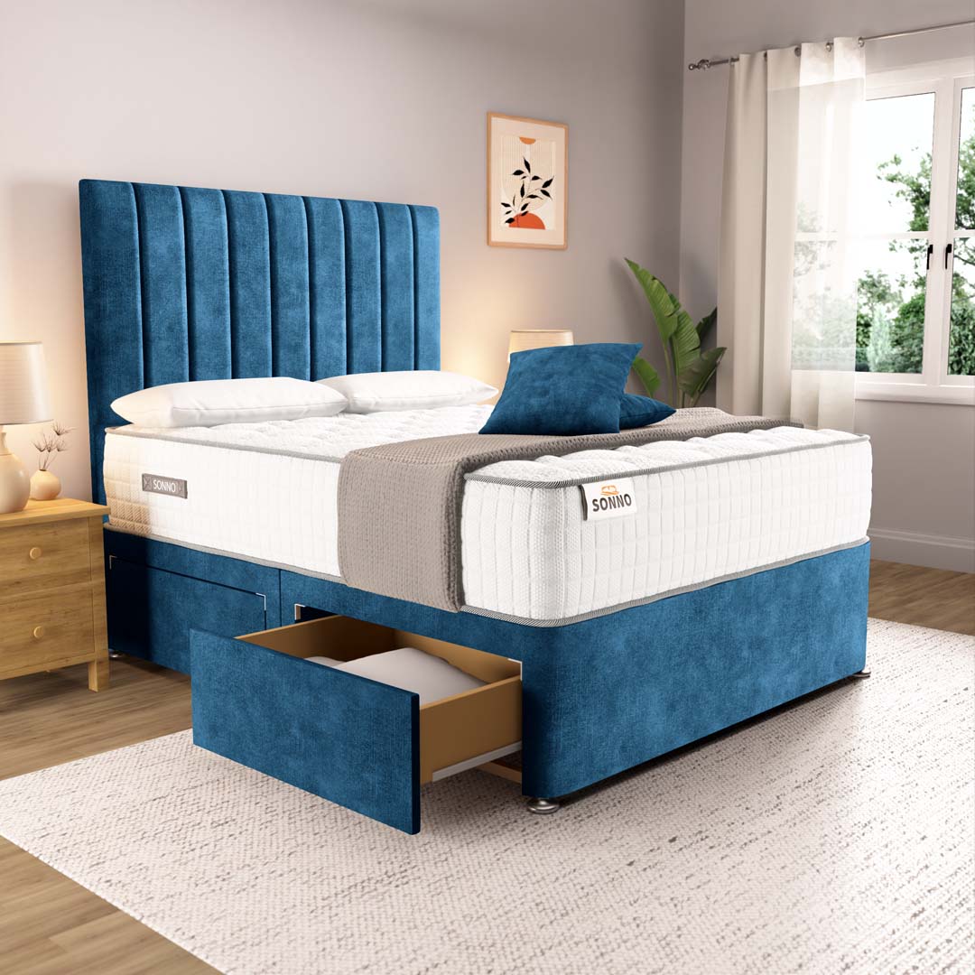 Prague Divan Bed - Blue Coniston – Sonno